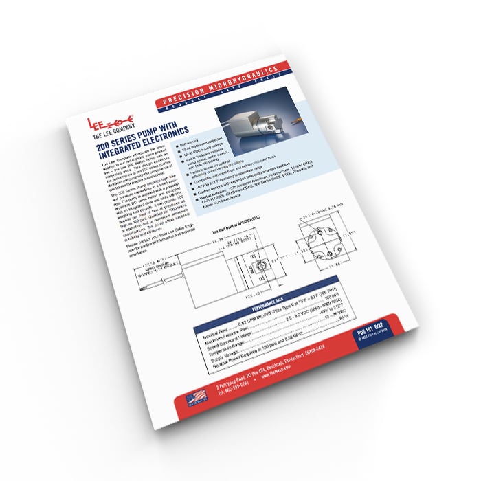 200 Series Pump with Integrated Electronics | The Lee Company